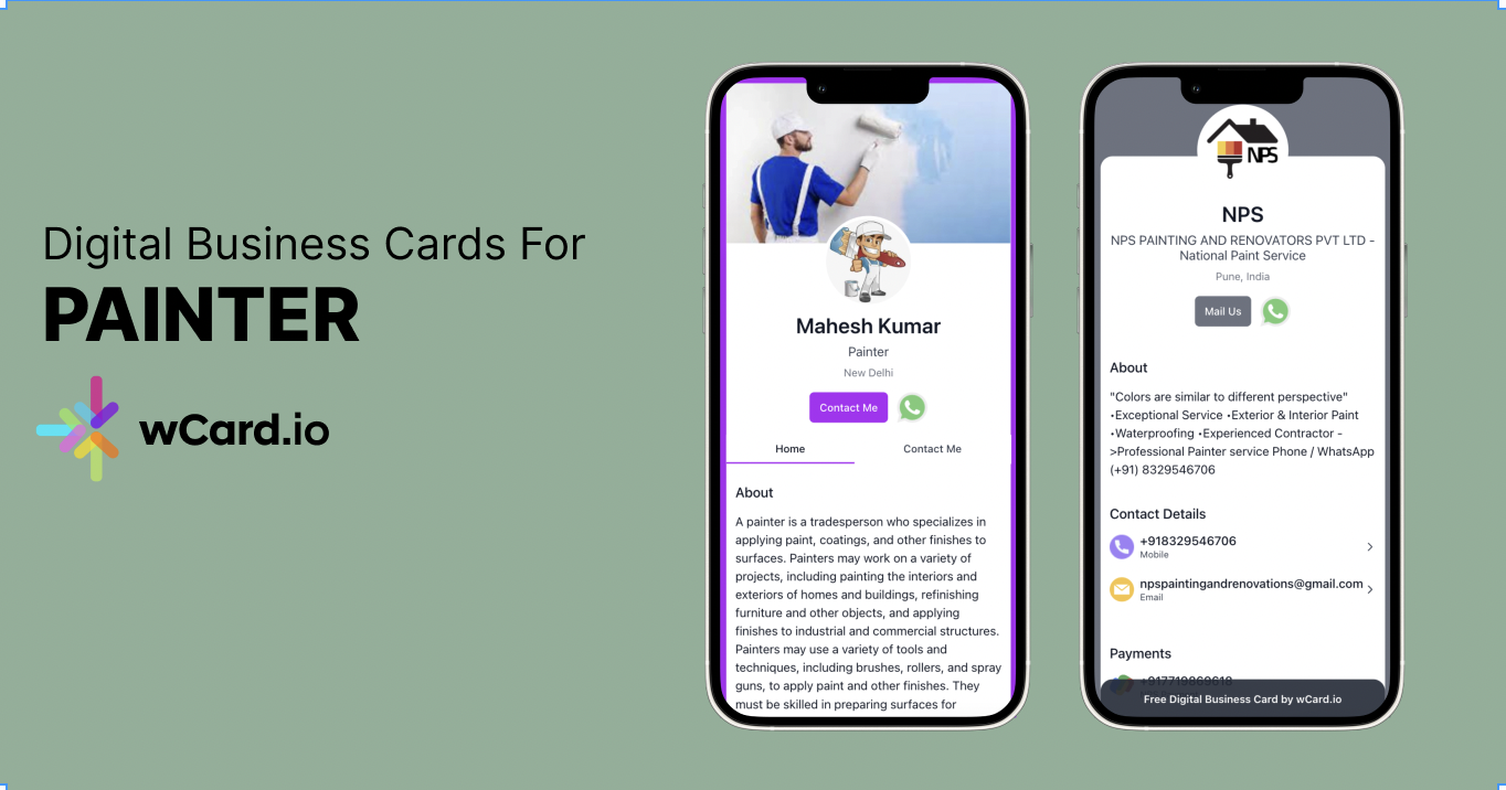 How wCard digital business card is useful for painter?