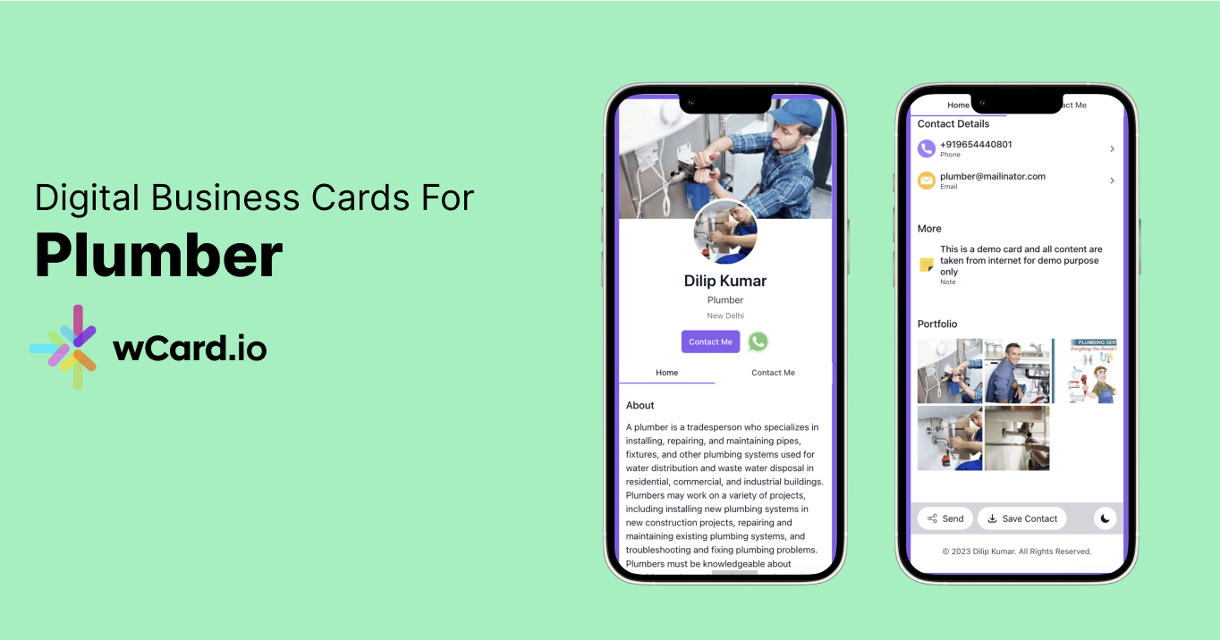 How wCard digital business card is useful for Plumber?