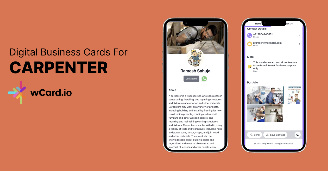 How wCard digital business card is useful for Carpenter?